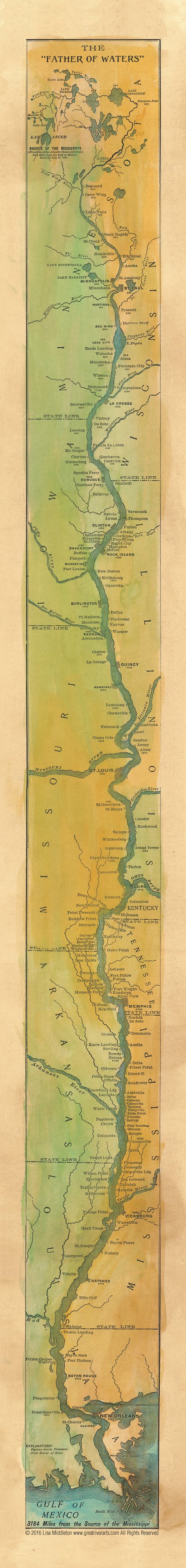 Discovery Map Series: 039 Father of Waters 1887 Mississippi River ...