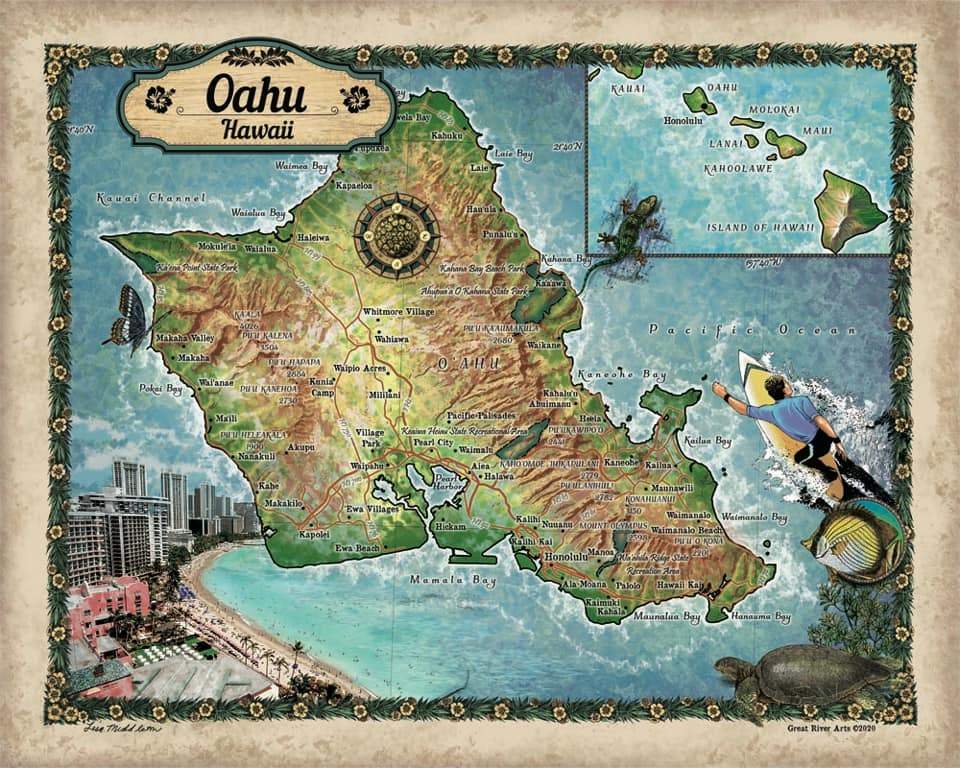 Travel Tuesday Map Feature: Oahu, Hawaii - Great River Arts